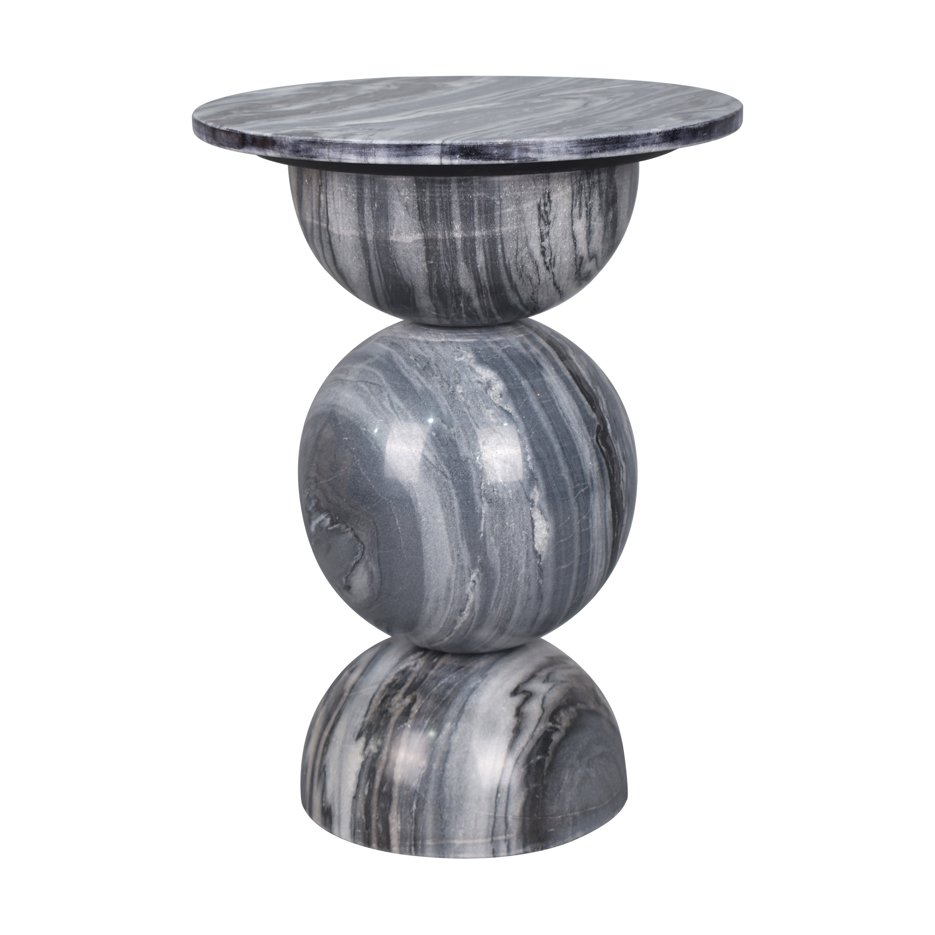 Orren Ellis 19" Modern Natural Marble Handmade Stacked Round Pedestal End Table | Wayfair